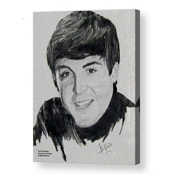 Art | Rare Framed Paul Mccartney Drawn By A Teen Freddie Mercury Jumbo Gicle Print | Poshmark